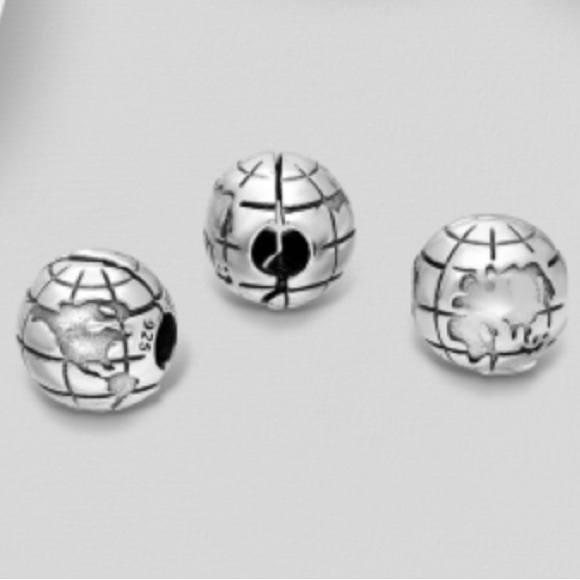 Pandora | Jewelry | Retired World Map Pandora Stopper Clip Bead Charm ...